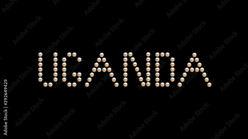 Uganda Country name Text sign title Loop animation bulbs LED pixels ...
