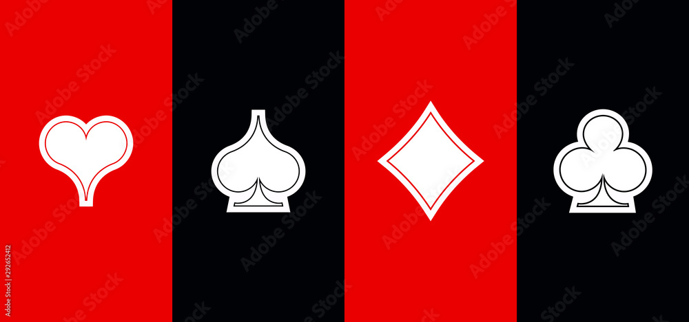 Set shape diamonds, clovers, hearts and spades Four Playing card suits ...
