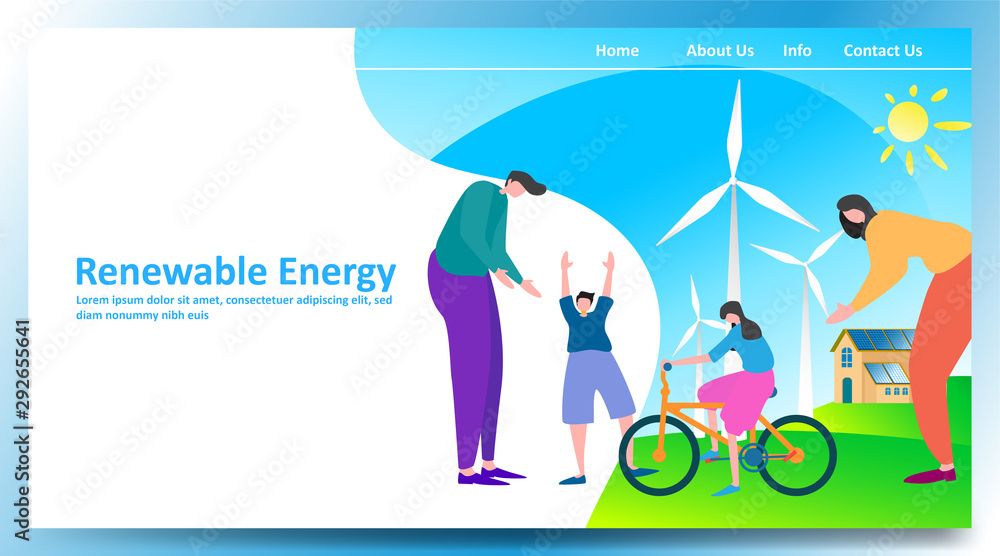 Green renewable energy concept with people or family parent kid. Boy ...