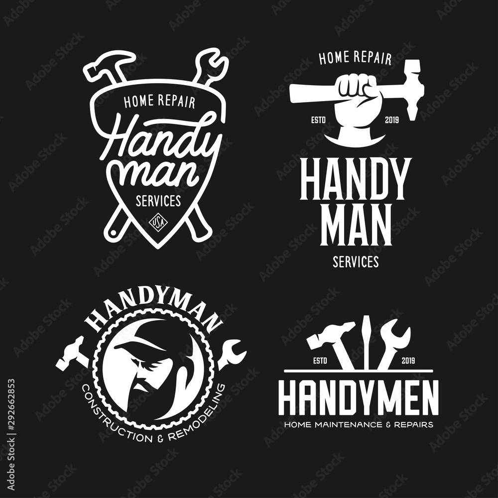 Handyman labels badges emblems and design elements. Carpentry related ...