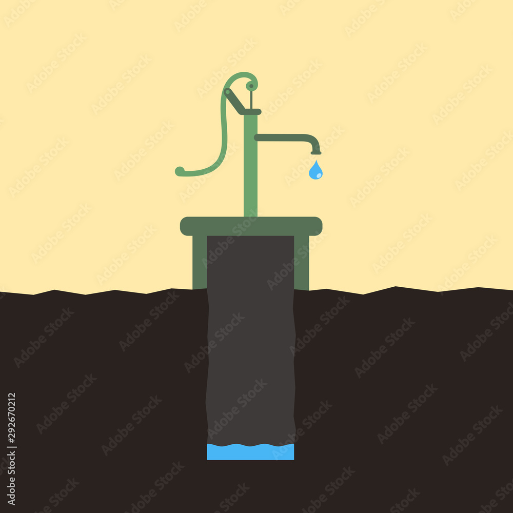 Almost empty water well - low water level of grounwater during dry and ...