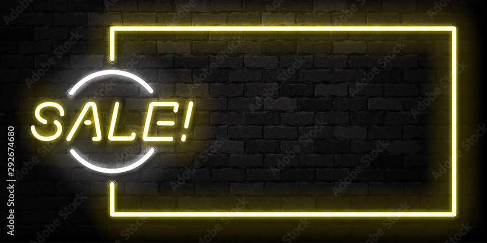 Vector realistic isolated neon sign of Sale frame logo for template ...