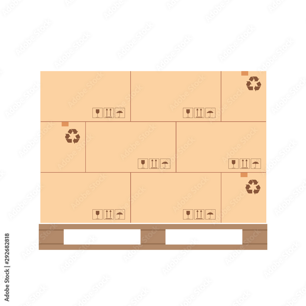 Pallet design with palletized product packaging boxes Stock Vector ...