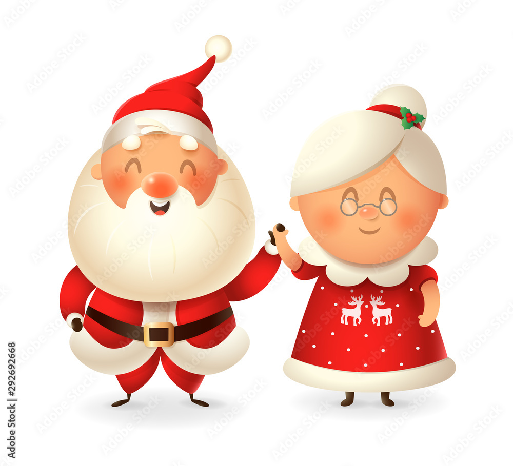 Poster Santa Claus and his wife Mrs Claus celebrate holidays - vector ...