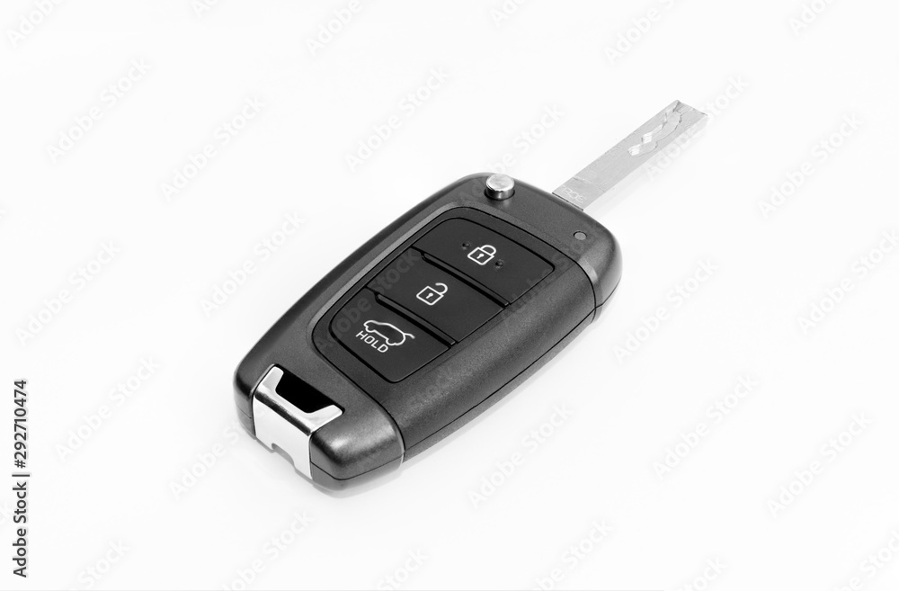 Typical car key isolated on white background. The automobile ignition ...