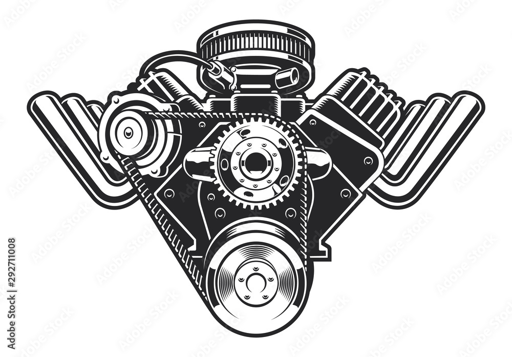 Vector illustration of a hot rod engine Stock Vector | Adobe Stock