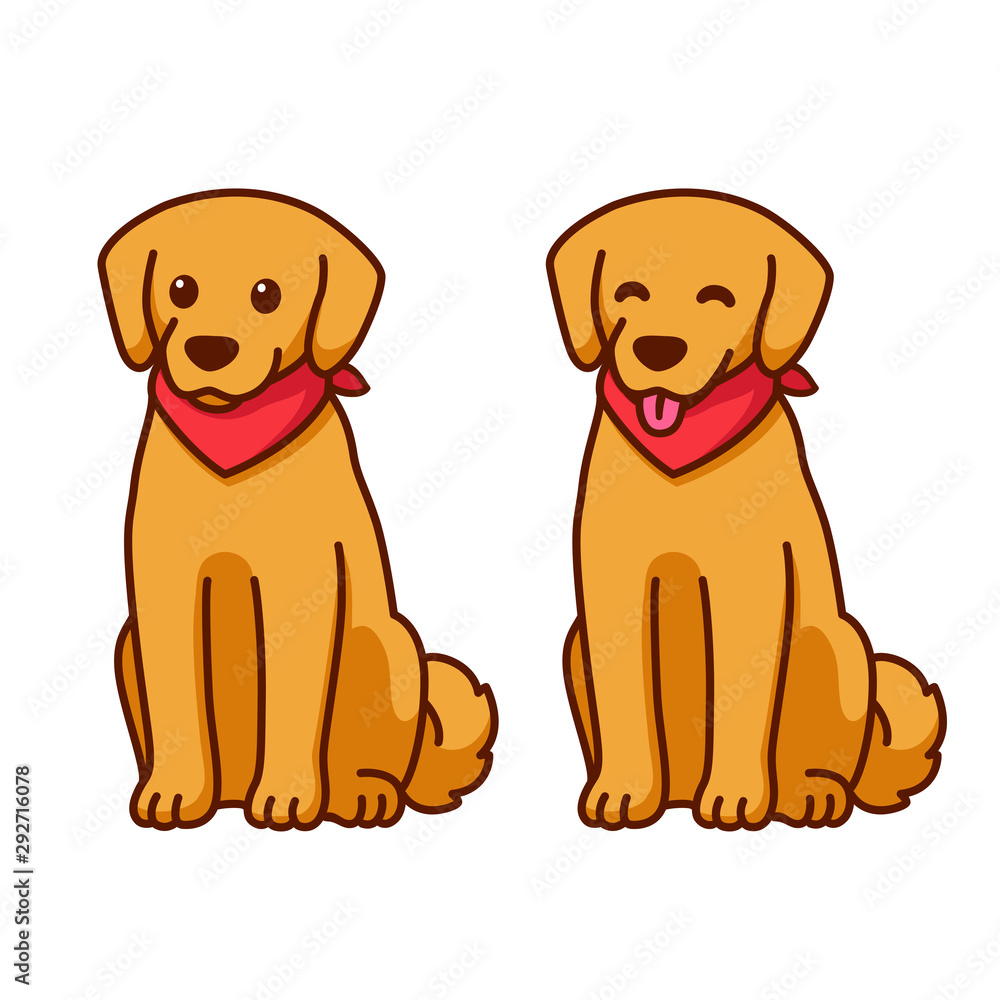 Cartoon Golden retriever Stock Vector | Adobe Stock