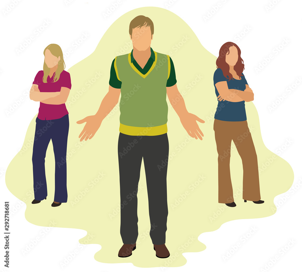 Man Choosing Between Two Women Stock Vector | Adobe Stock Man Choosing Between Two Women Stock Vector | Adobe Stock