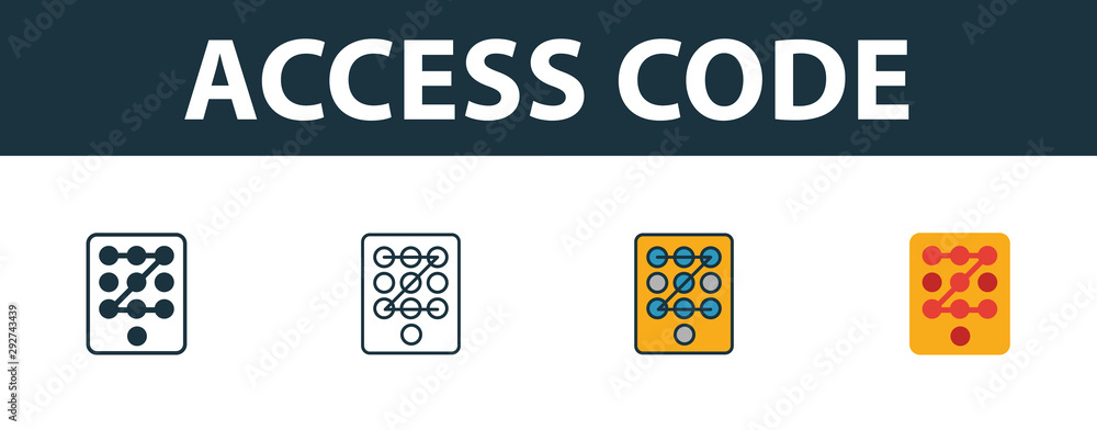 Access Code icon set. Premium symbol in different styles from security ...