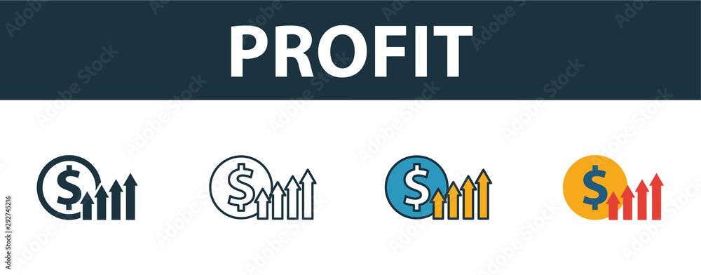 Profit icon set. Premium symbol in different styles from startup icons ...