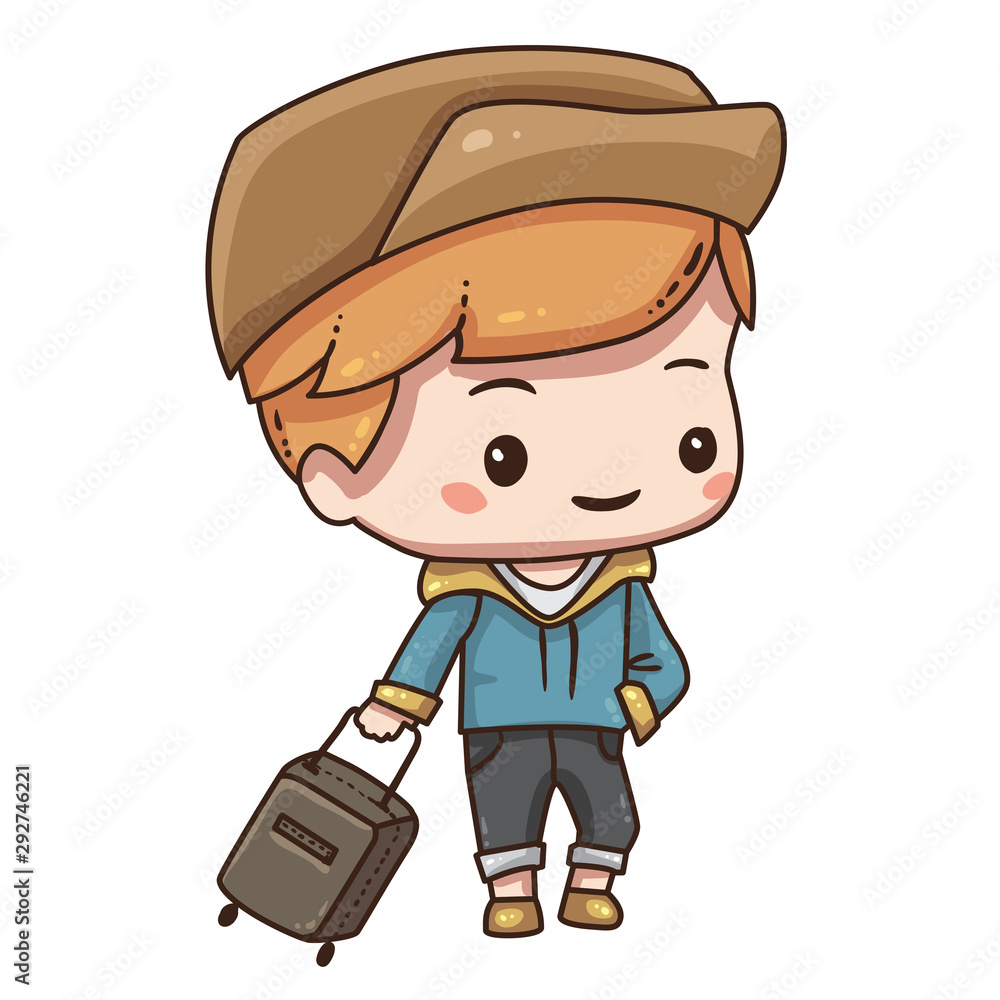 Vector illustration of cute chibi character isolated on white ...