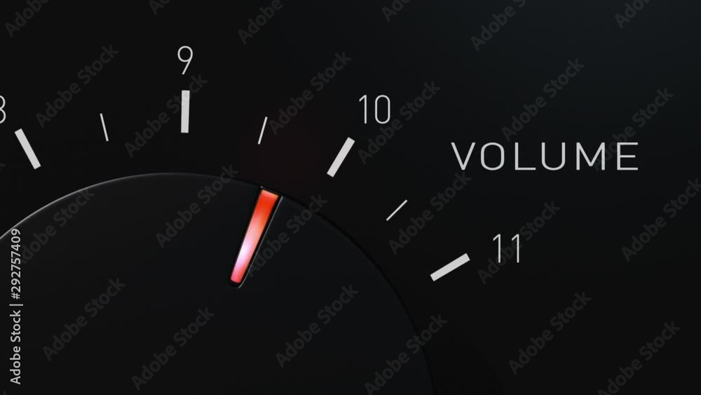 Volume dial rotates to Eleven. Realistic 3D animation. Detailed close ...