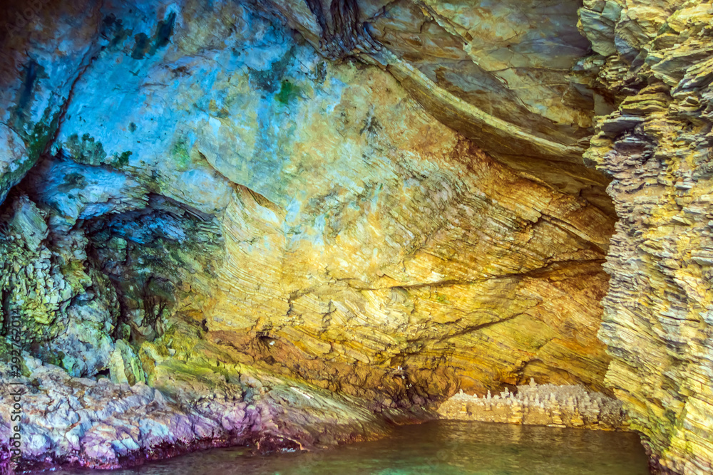 stone texture or background caves Greece island of Zakynthos. Stock ...