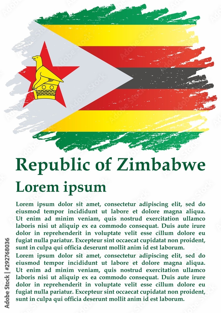 Flag of Zimbabwe, Republic of Zimbabwe. Template for award design, an ...