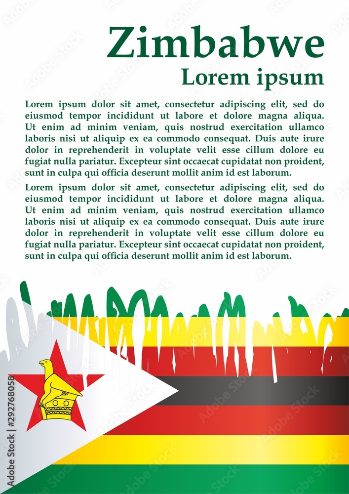 Flag of Zimbabwe, Republic of Zimbabwe. Template for award design, an ...