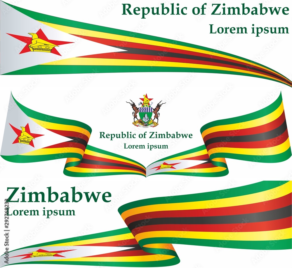 Flag of Zimbabwe, Republic of Zimbabwe. Template for award design, an ...