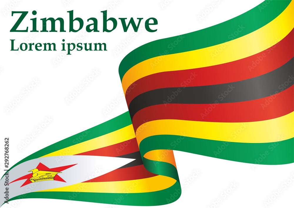 Flag of Zimbabwe, Republic of Zimbabwe. Template for award design, an ...