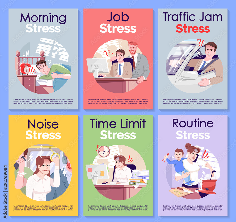 Everyday stress brochure template. Burnout and frustration. Flyer ...