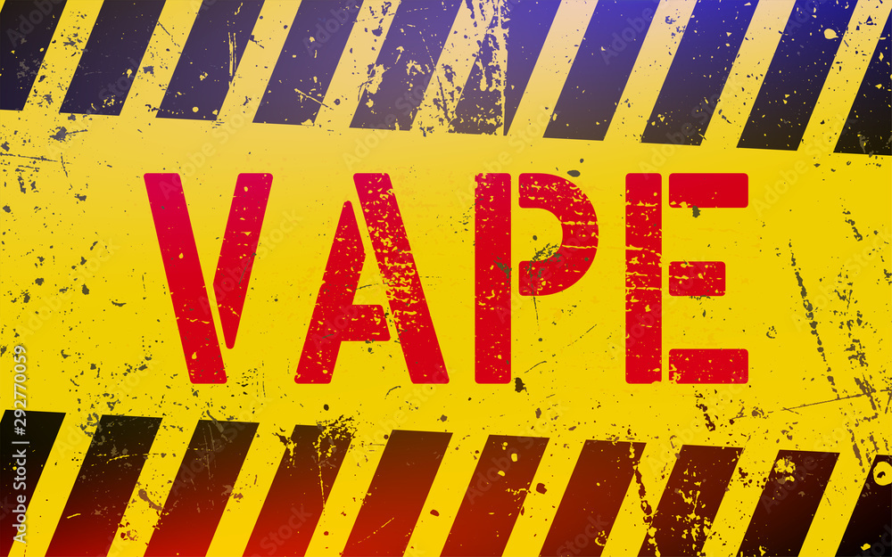 Vape lettering on danger sign with yellow and black stripes. Electronic ...