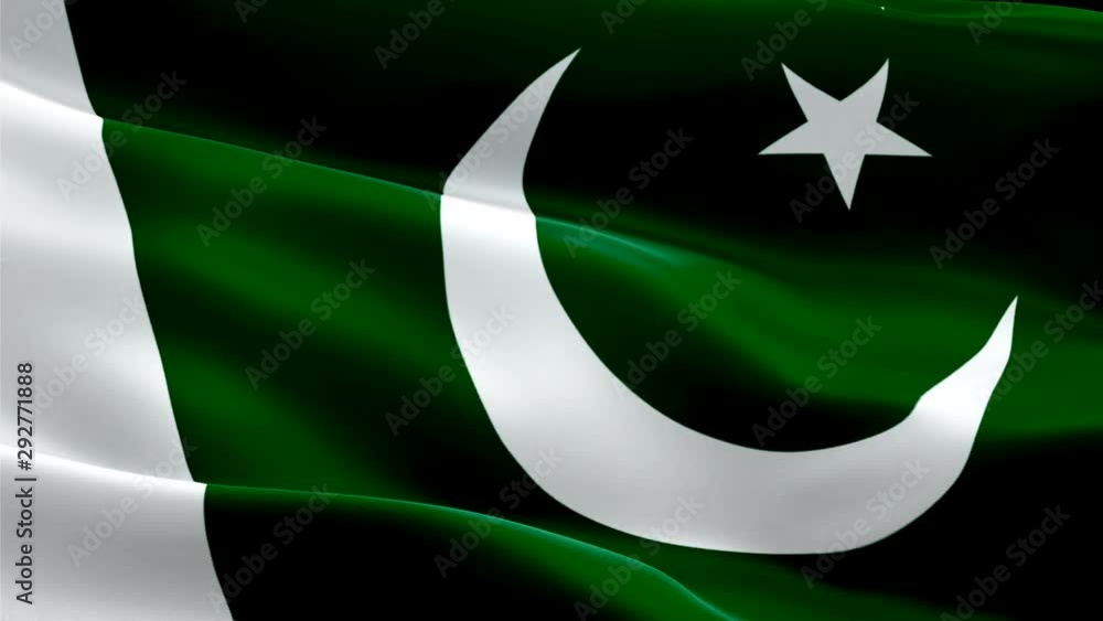 Pakistani flag Closeup 1080p Full HD 1920X1080 footage video waving in ...
