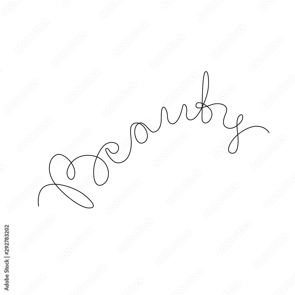 Beauty inscription continuous line drawing, hand lettering small tattoo ...