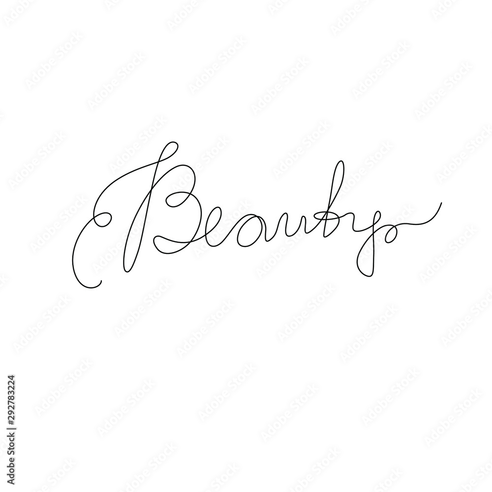 Beauty inscription continuous line drawing, hand lettering small tattoo ...