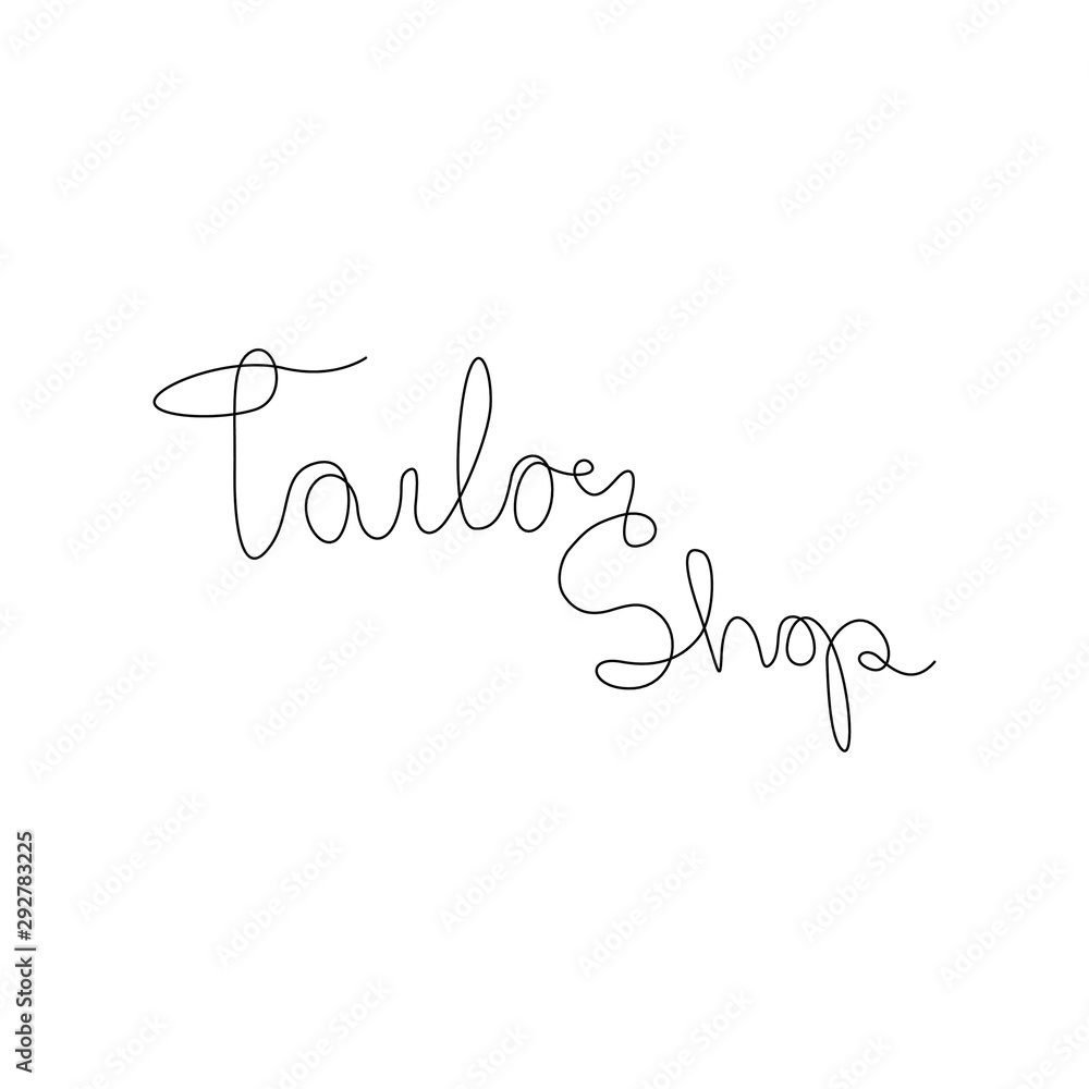 Tailor shop emblem or logo design, continuous line drawing, hand drawn ...