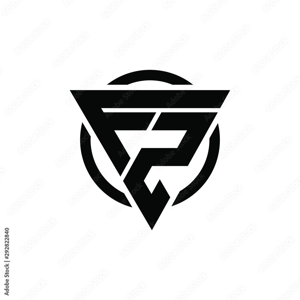 F2, 2F, ZF, FZ Triangle Logo Circle Monogram Design Vector Super Hero ...