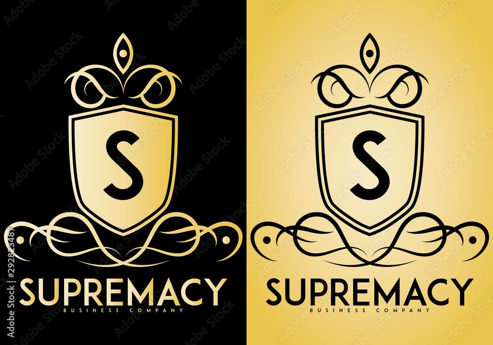 Supremacy crest logo isolated on background. Letter s logo, Initials ...