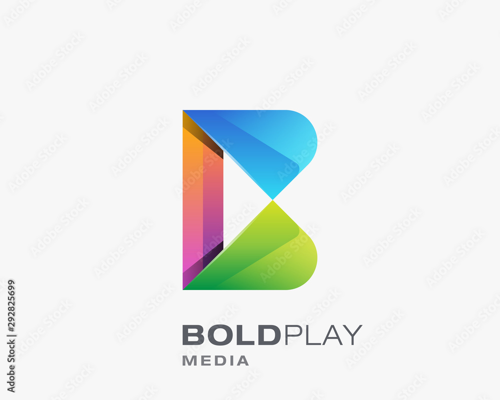 Bold play logo design concept. Abstract letter B logo design template ...