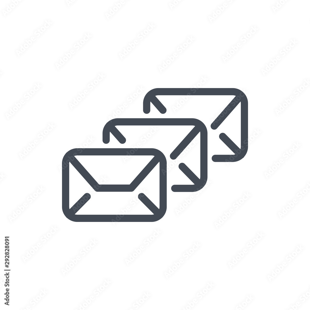 Bunch of mails line icon. Email archive vector outline sign. Stock ...
