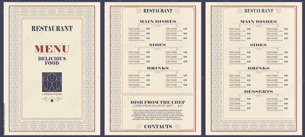 Restaurant menu template or other design. Stock Vector | Adobe Stock