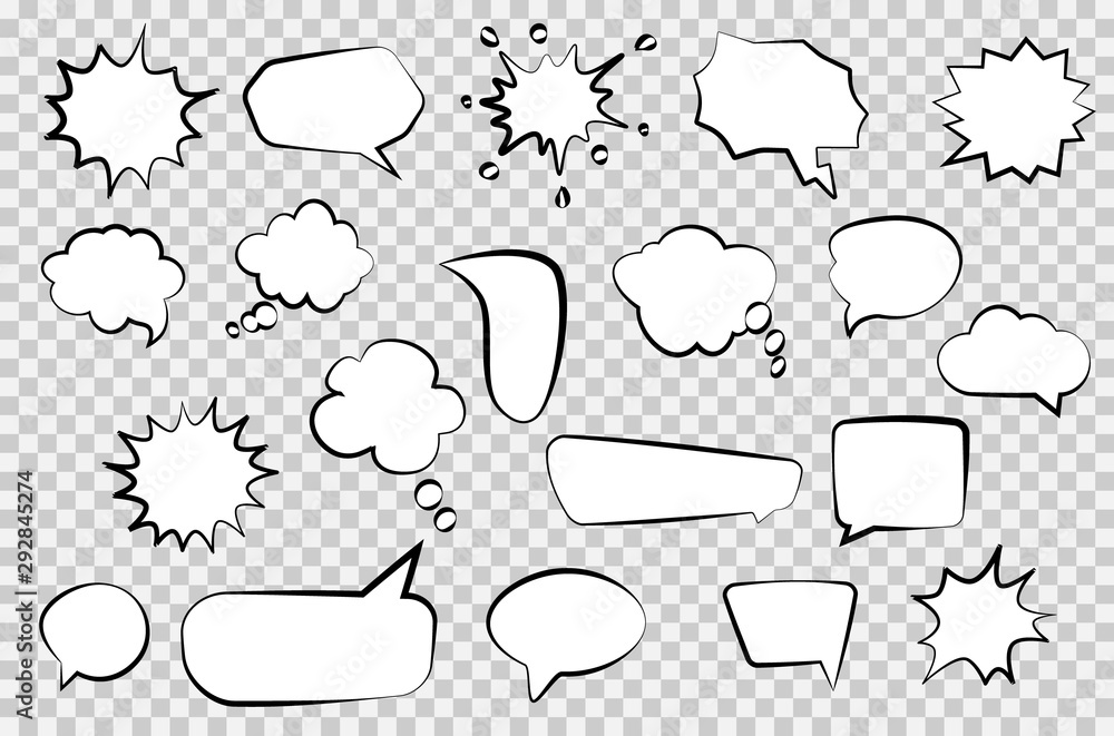 Set of comic speech bubbles. Design element for poster, emblem, sign ...