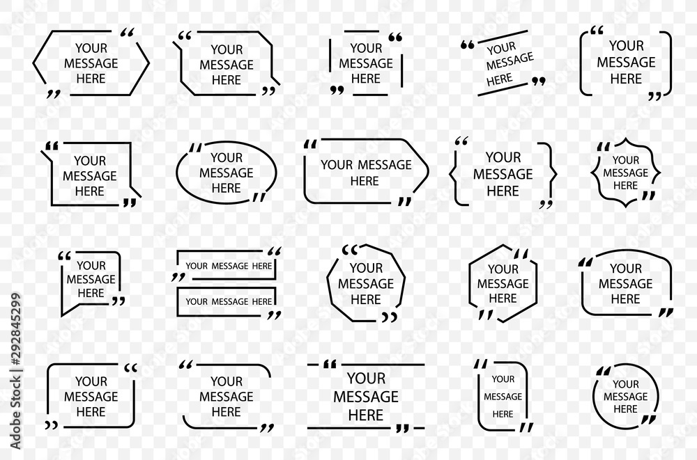 Quote box frames set isolated on transparent background. Bubble ...