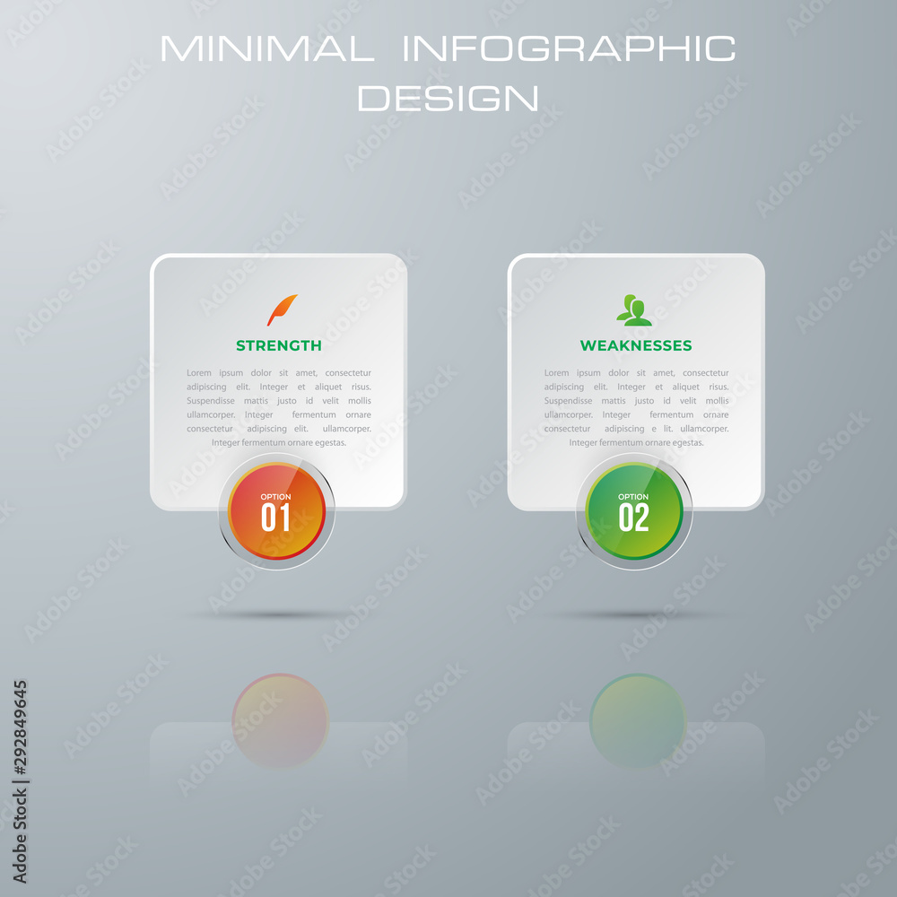 Rounded rectangle Infographic template with 2 options, workflow ...