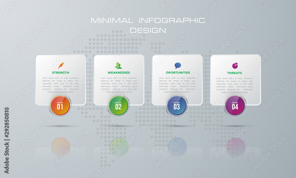 Rounded rectangle Infographic template with 4 options, workflow ...