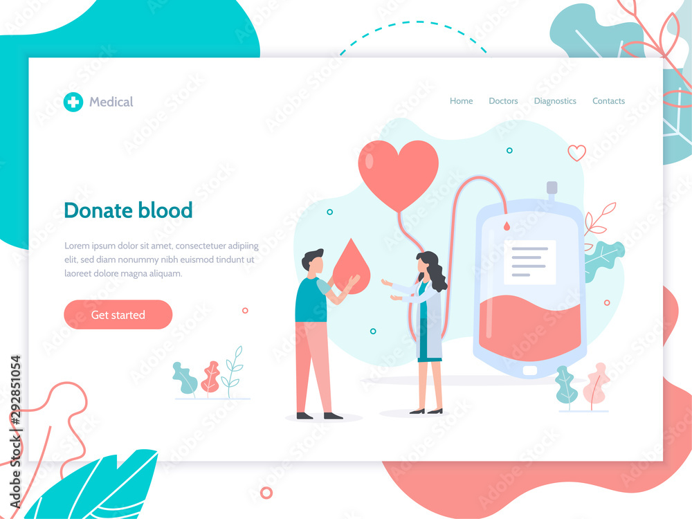 Donate blood concept. Web banner design template for hospital or blood ...