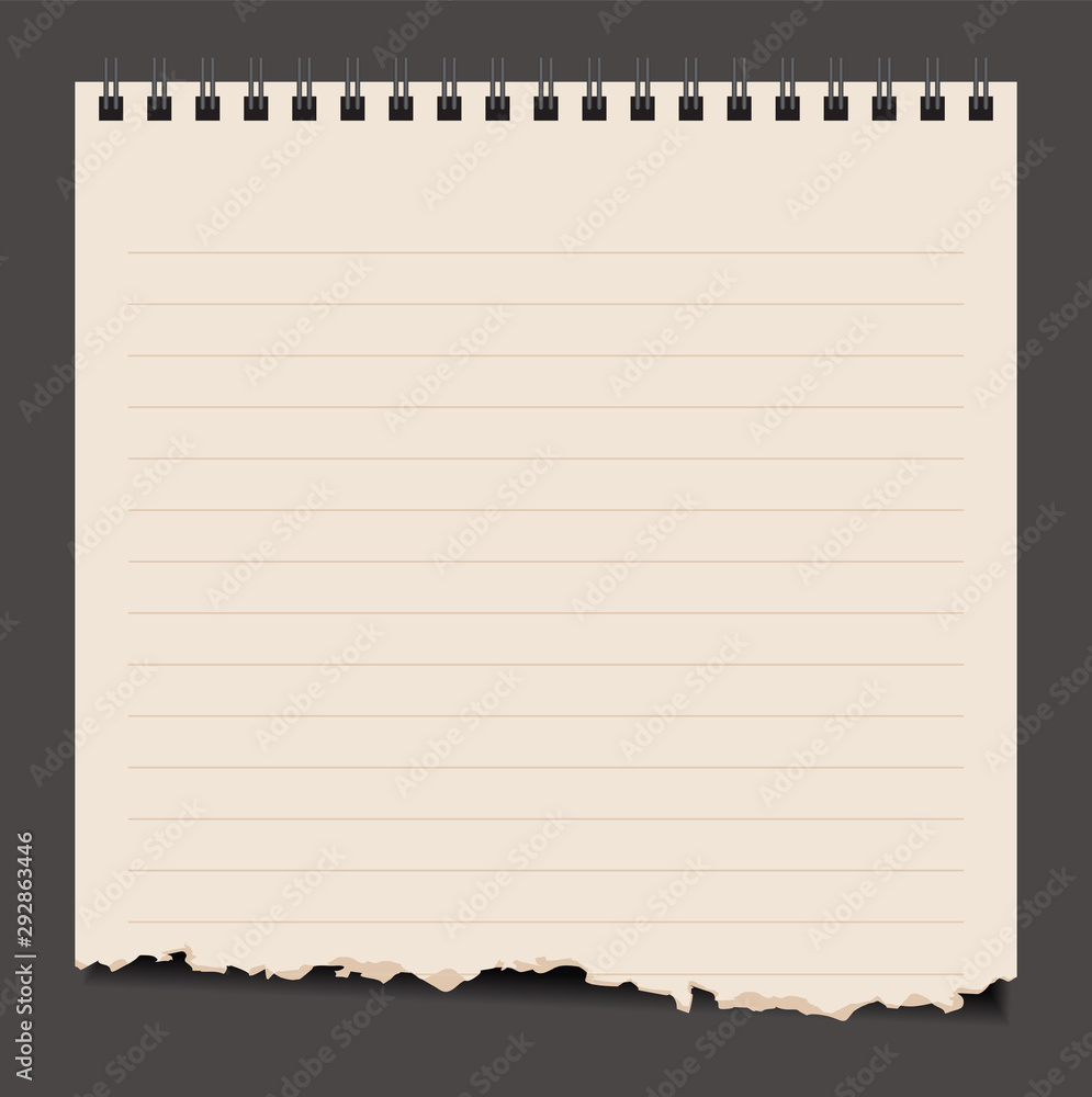 Torn lined paper with wire binding Stock Vector | Adobe Stock