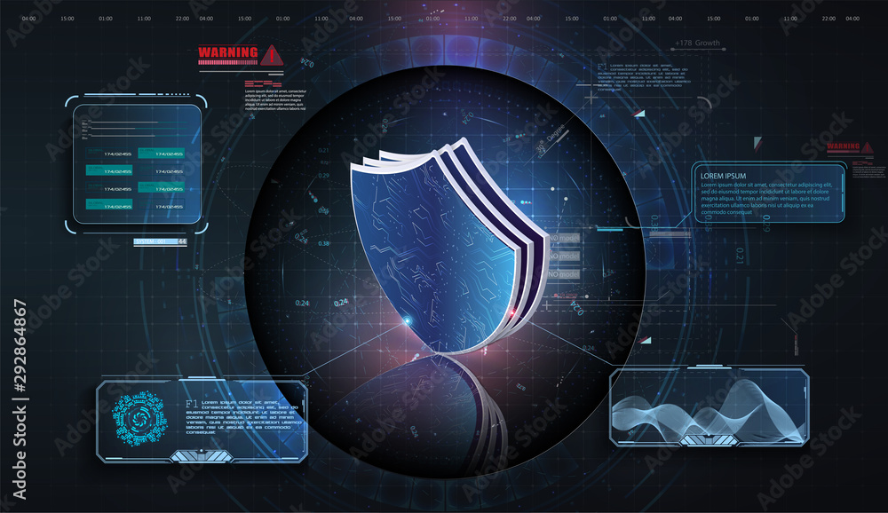 HUD UI. Abstract virtual graphic touch user interface. Cyber security ...