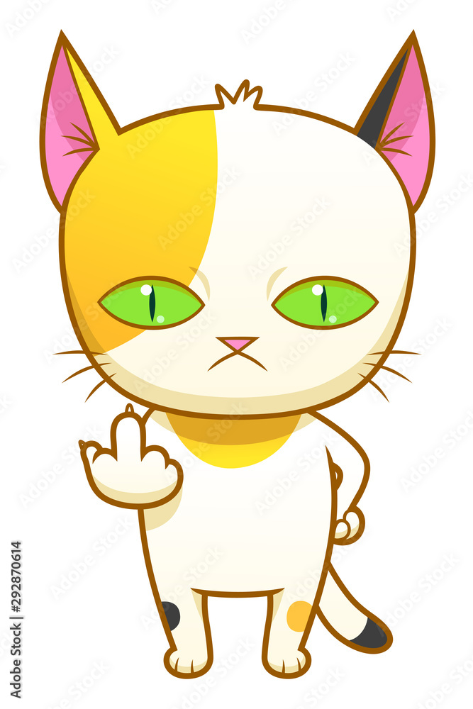 Weird kitten make a middle finger symbol Stock Vector | Adobe Stock