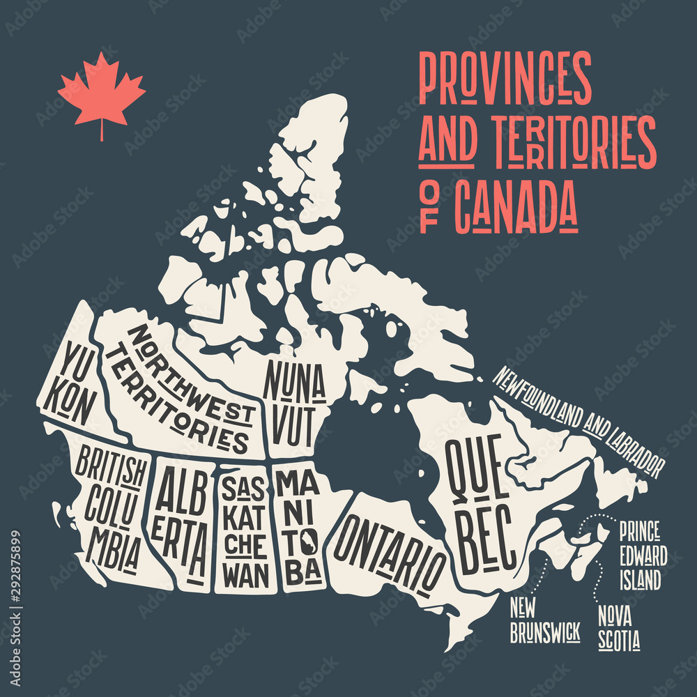 Map Canada. Poster map of provinces and territories of Canada Stock ...