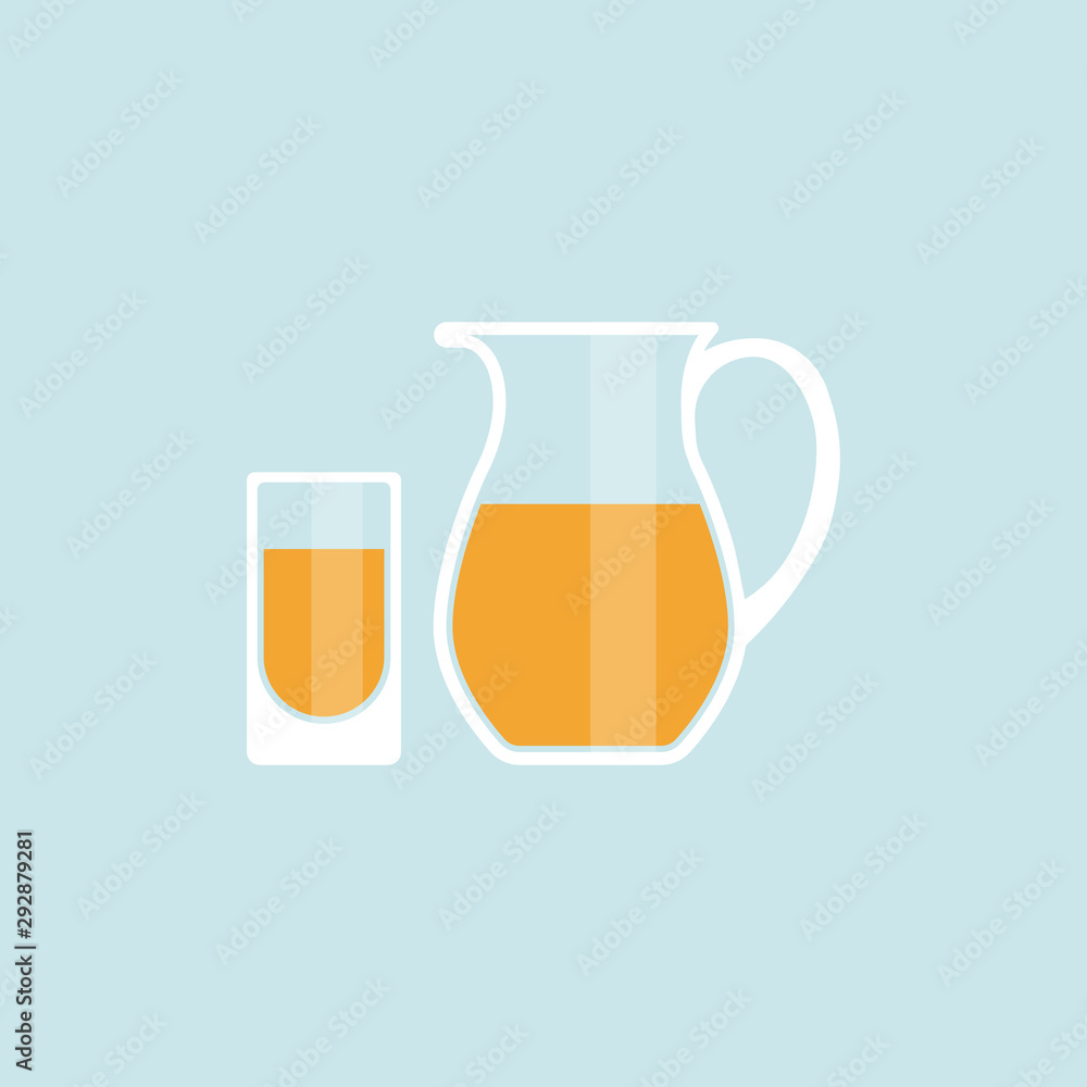 Juice pitcher with glass icons Stock Vector | Adobe Stock