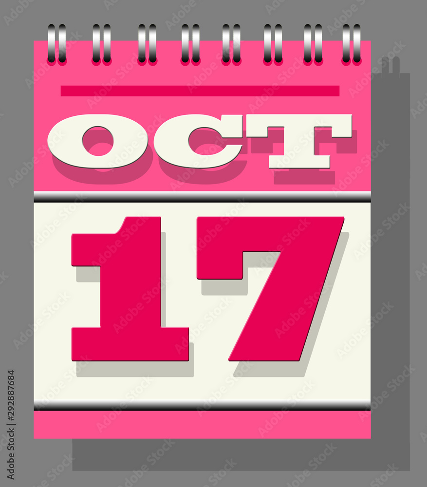 Daily single-leaf calendar pink spine with the open page of 17th ...