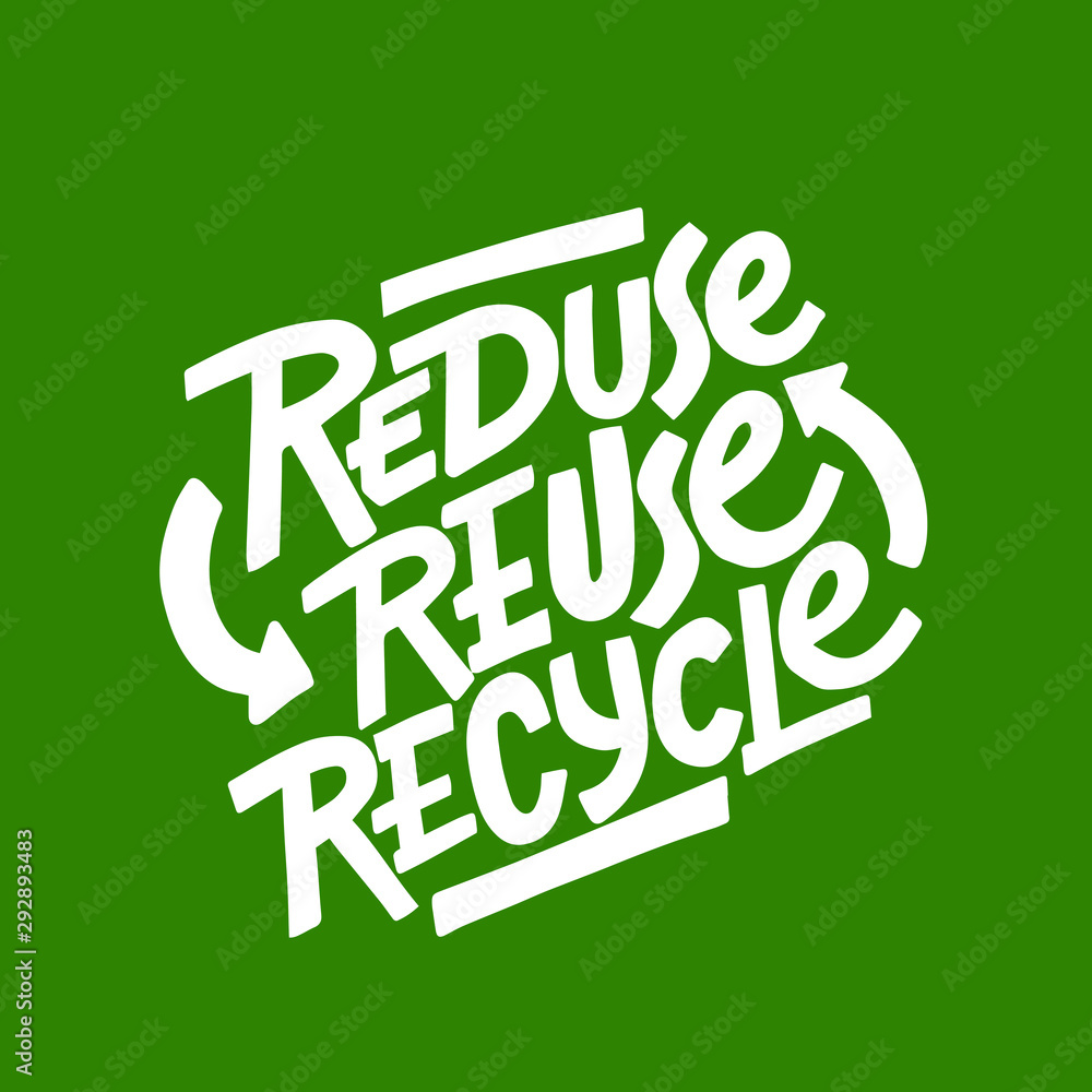 Reduce, recycle, reuse, repeate text icon. Hand-drawn eco-friendly ...