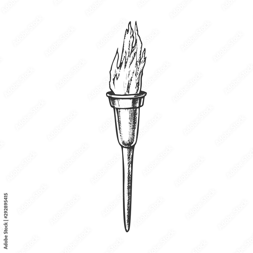 Torch Modern Metallic Burning Stick Ink Vector. Torch Light Source ...