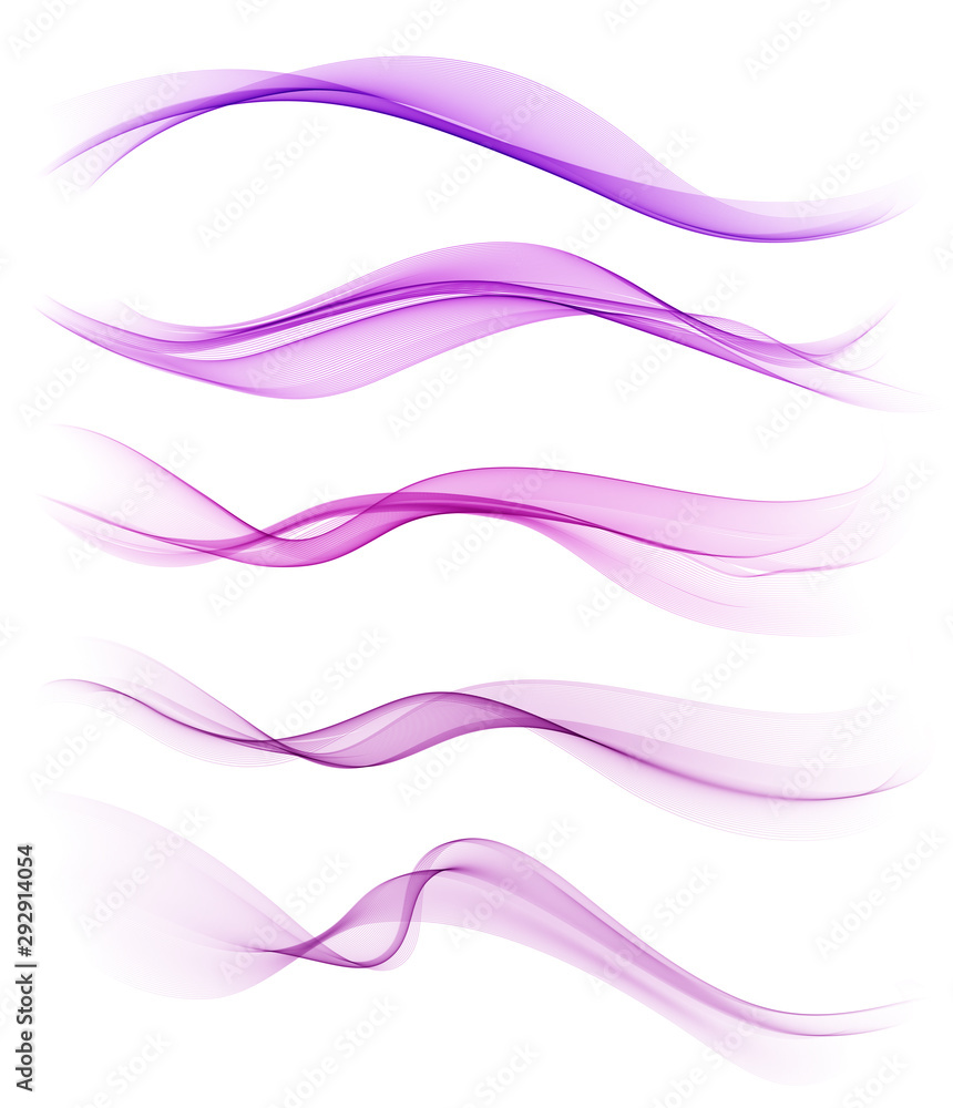Set of purple abstract wave design element Stock Vector | Adobe Stock