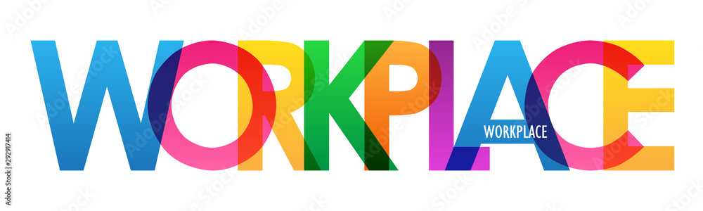WORKPLACE colorful vector typography banner Stock Vector | Adobe Stock