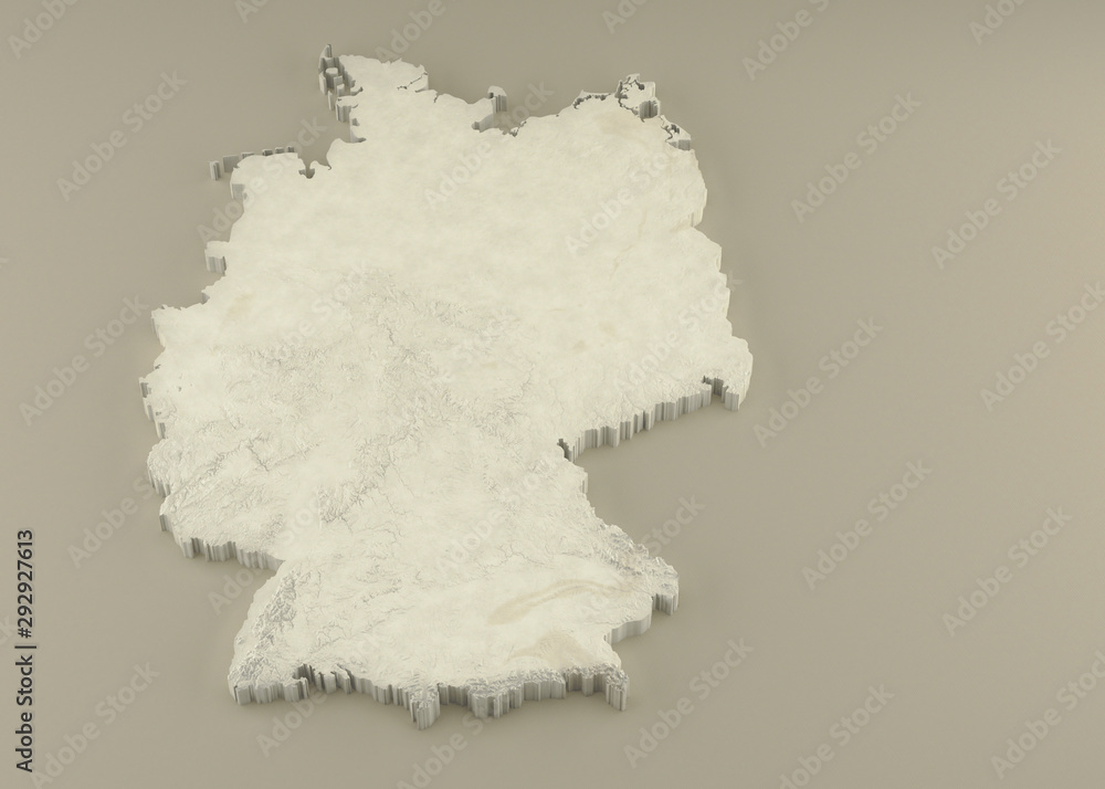 Extruded 3D political Map of Germany with relief as marble sculpture on ...