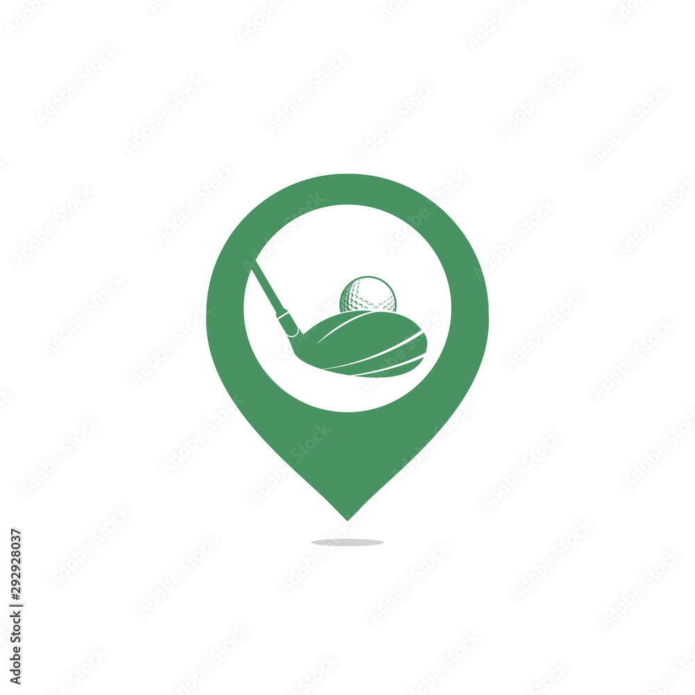 Vector golf club and map pointer logo combination. Golf club ...