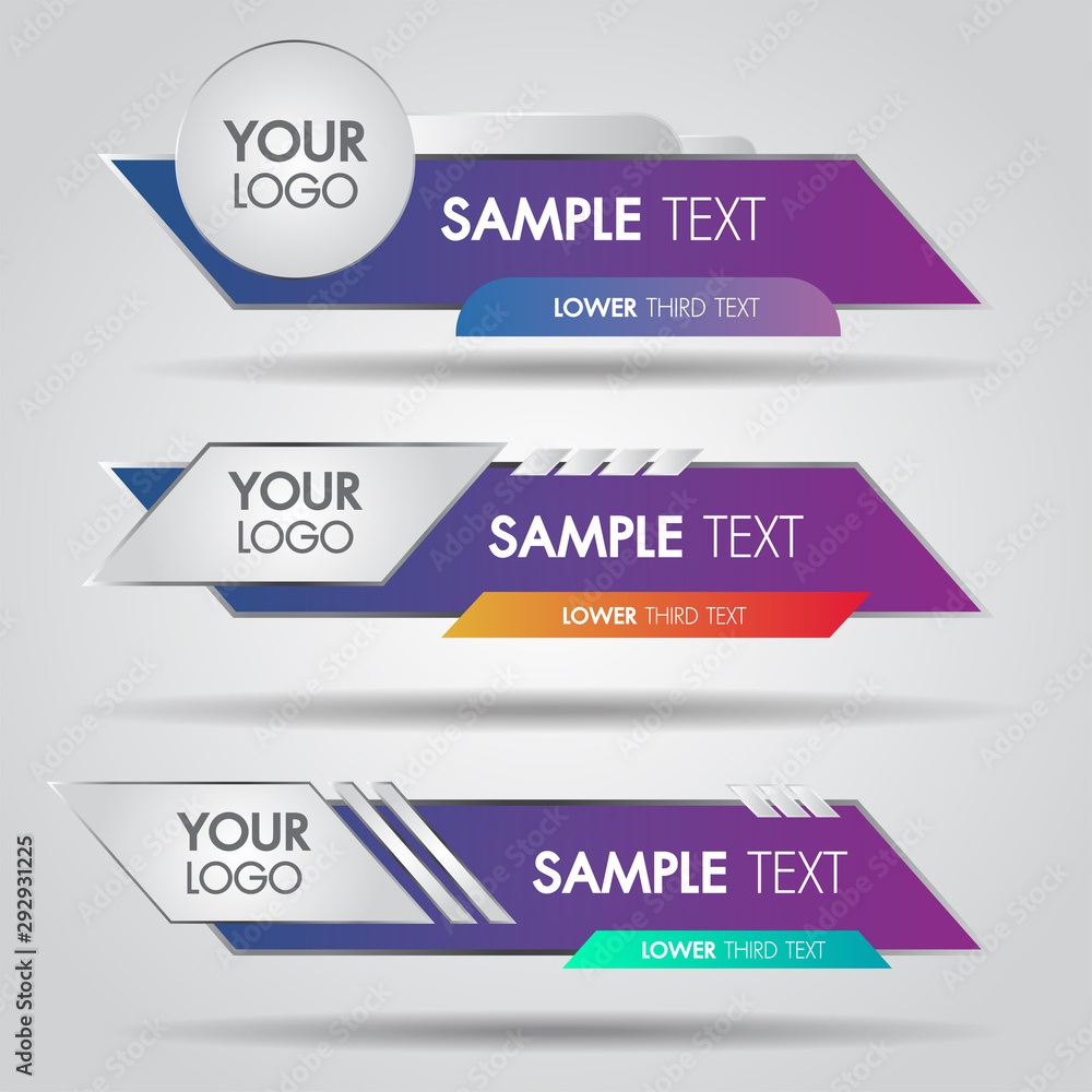 Lower third white and colorful design template modern contemporary. Set ...